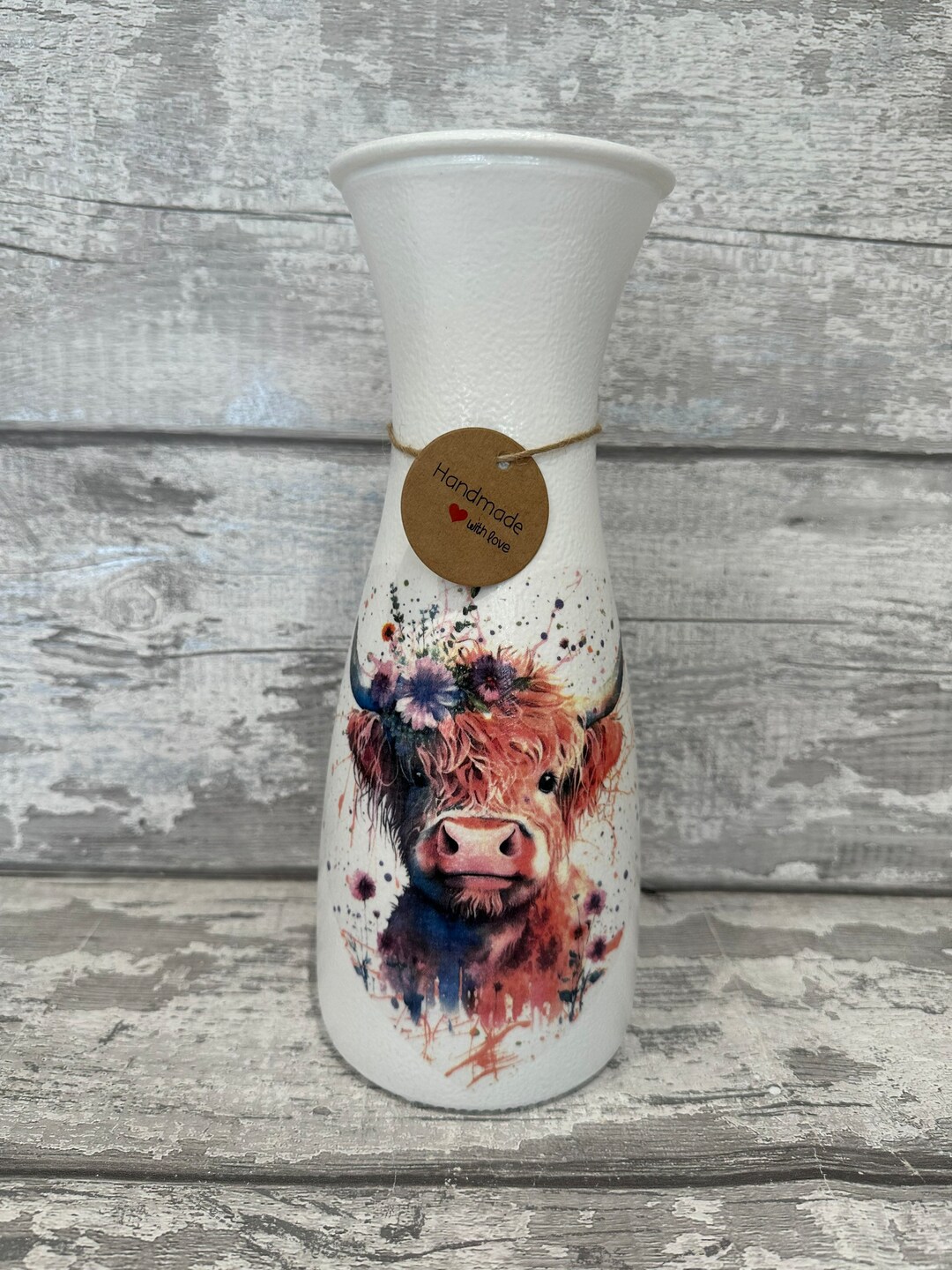 Highland Cow Vase - Decouoage, Vase, Gift - Etsy UK