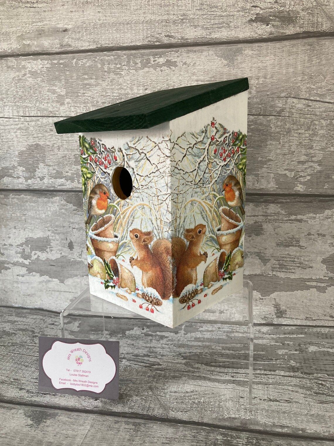 Robin bird box nesting box decoupaged garden gifts Xmas | Etsy