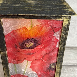 Poppy Lantern, LED Lantern, Decoupaged, Robins, Poppy Gifts - Etsy UK