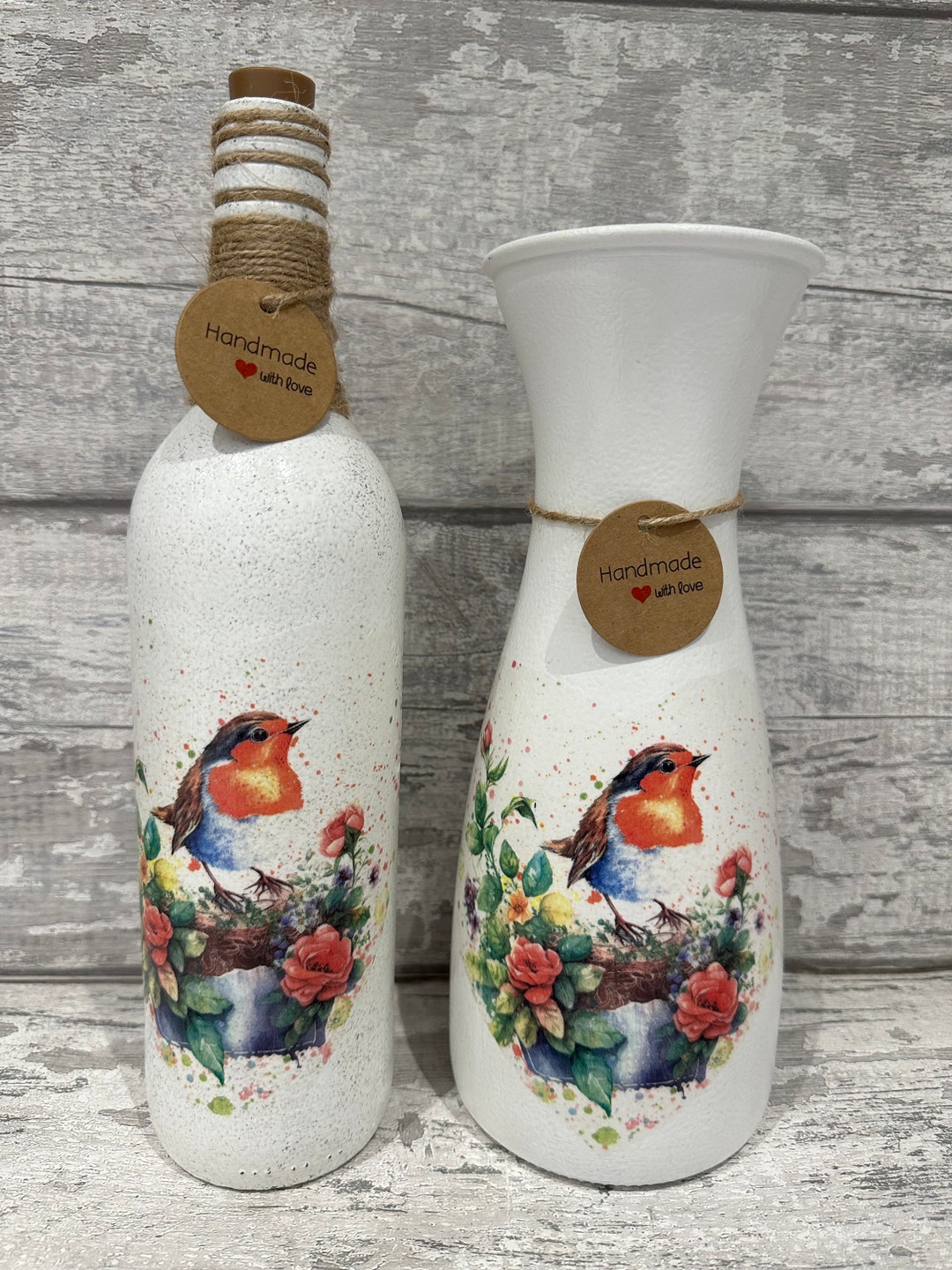 Robin Vase and Light up Bottle Gift, Robin Gifts, Robin Lovers - Etsy UK