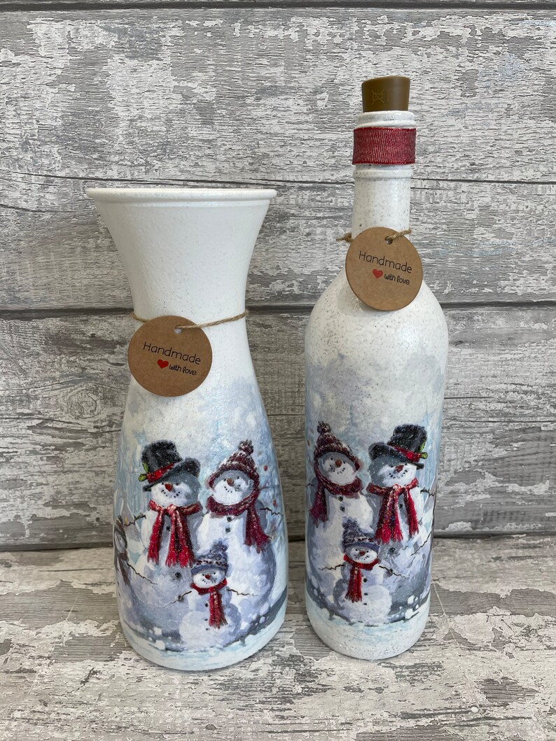 Snowman Xmas Decorations, Vase, Light up Bottle, Slate Heart, Plant Pot ...