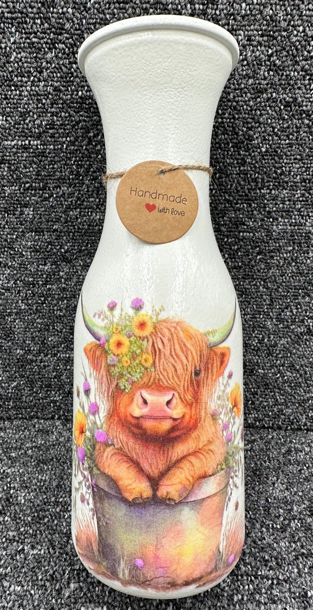 Highland Cow Vase - Decouoage, Vase, Gift, Highland Coo - Etsy