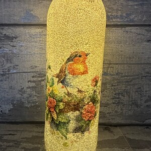 Robin Light up Bottle LED Decouoage Christmas Spring - Etsy