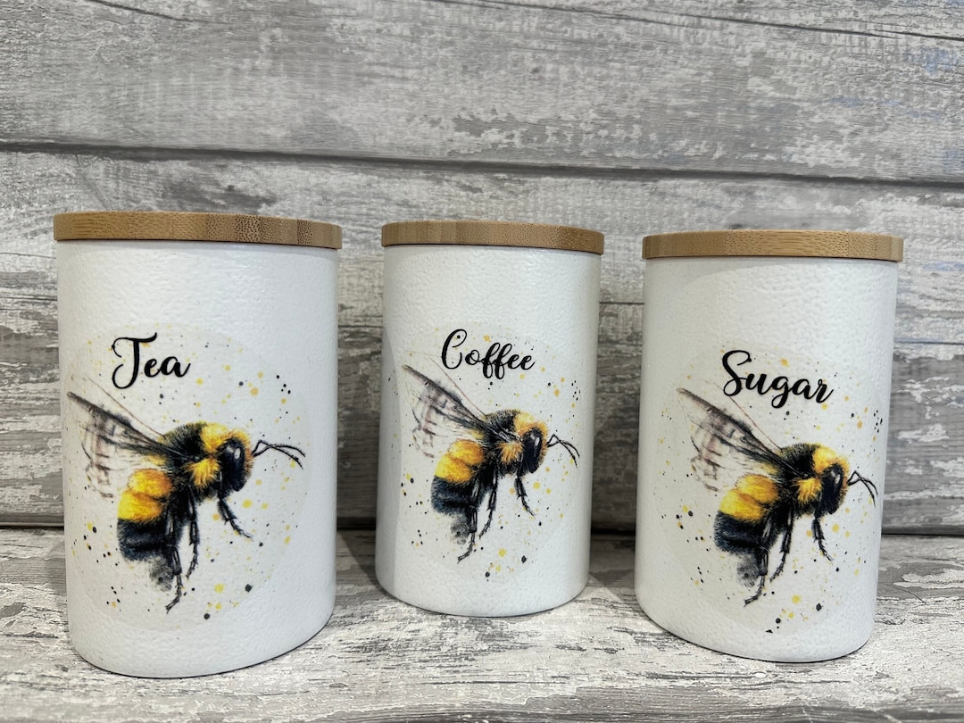 Bee Tea, Coffee, Sugar Canisters, Kitchen Canisters Bee, Bee Gifts - Etsy