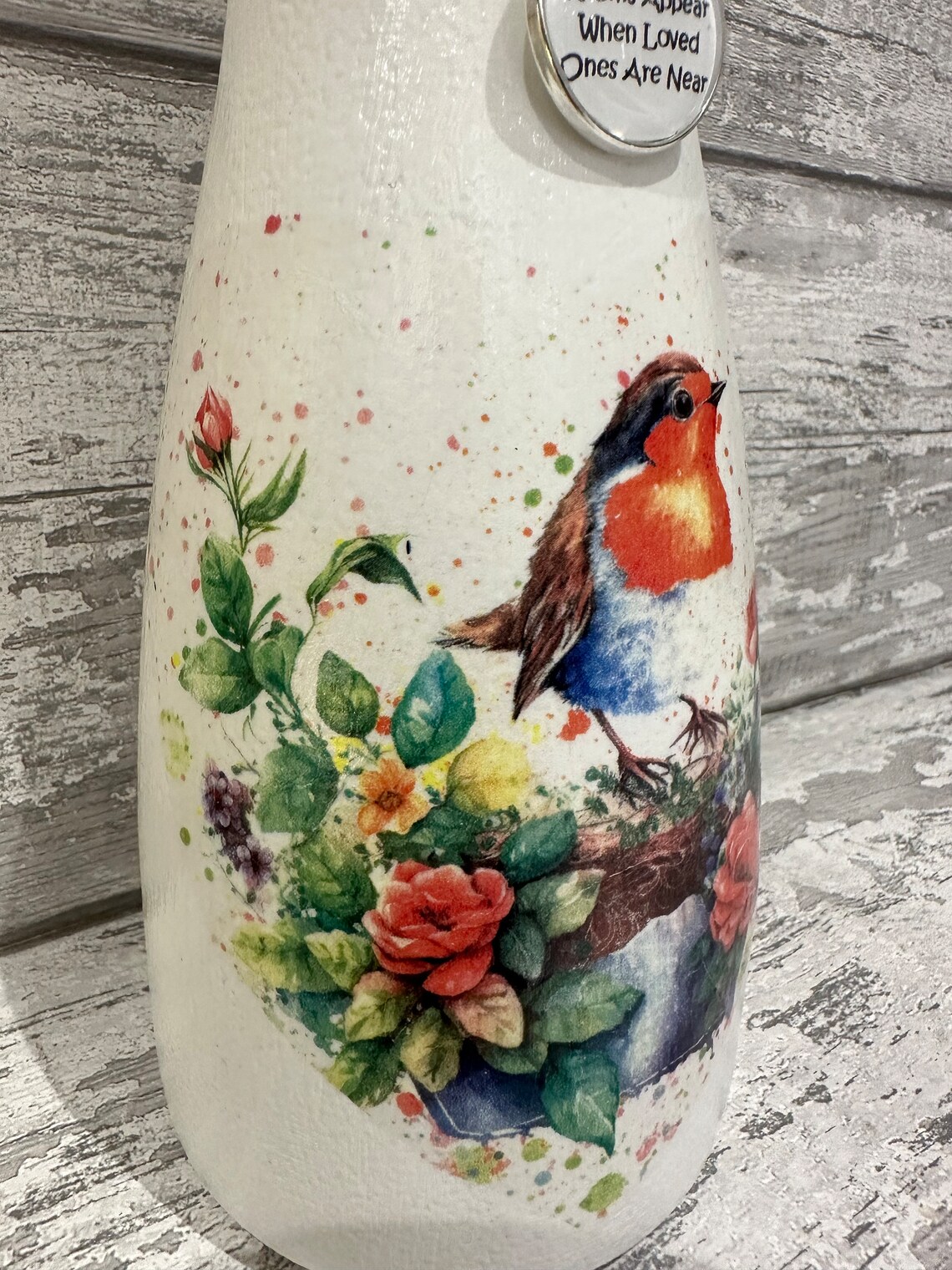 Robin Vase, With Charm - Decouoage, Vase, Gifts, Xmas Gifts, Robins ...