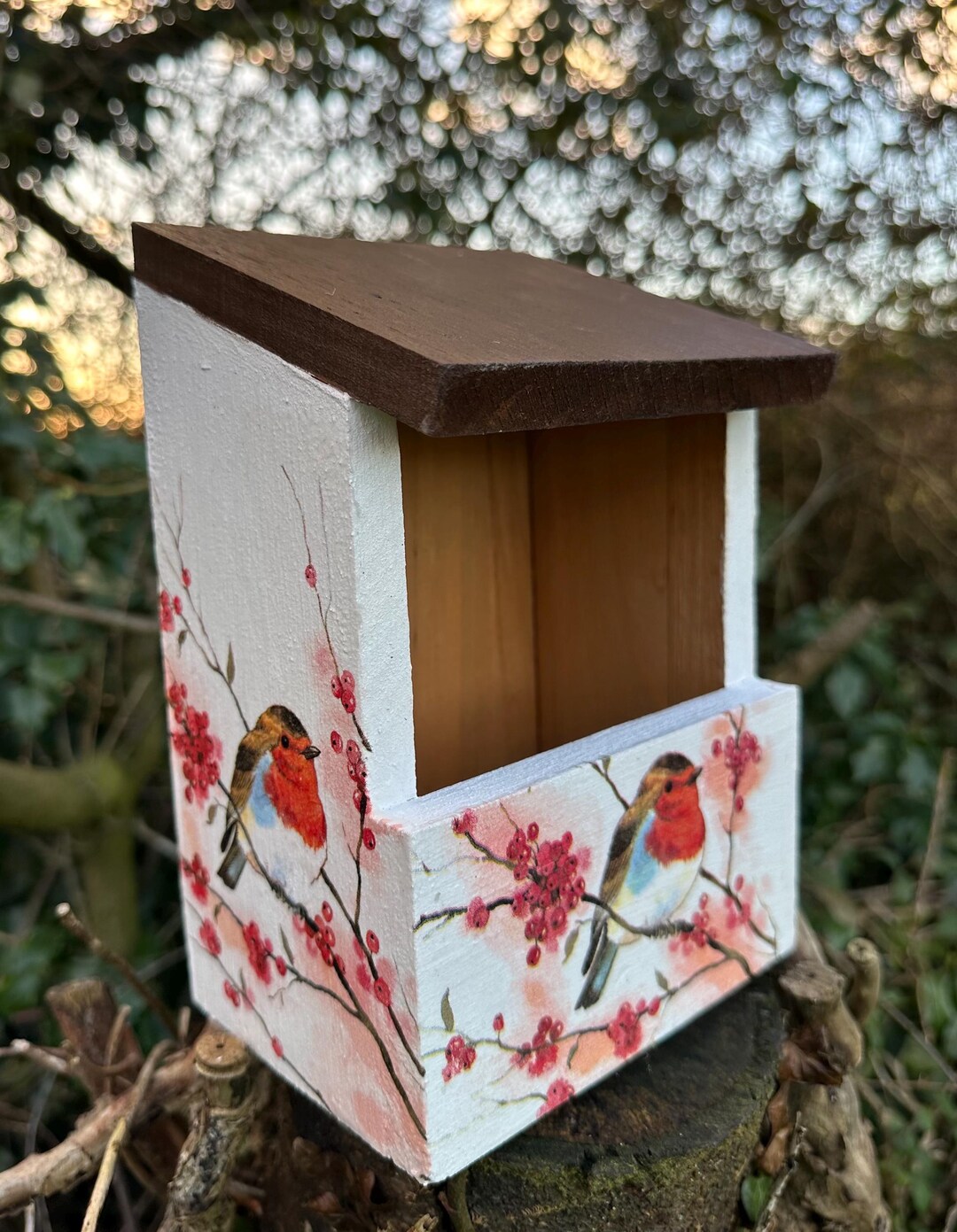 Robin Nest Box, Nesting Box, Robin Box, Decoupaged, Garden Gifts ...