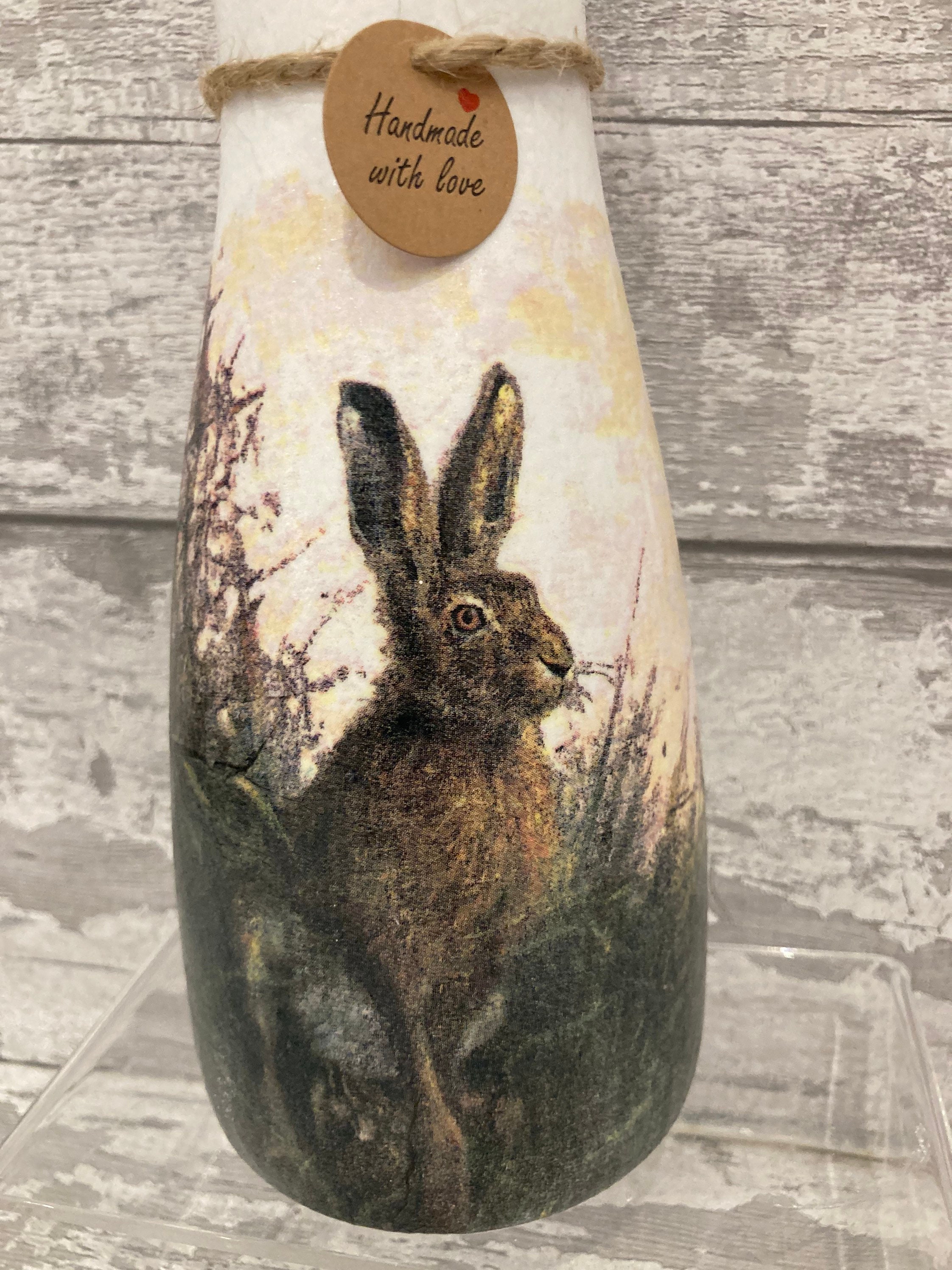 Hare vase decouoage hares rabbits vase gift | Etsy