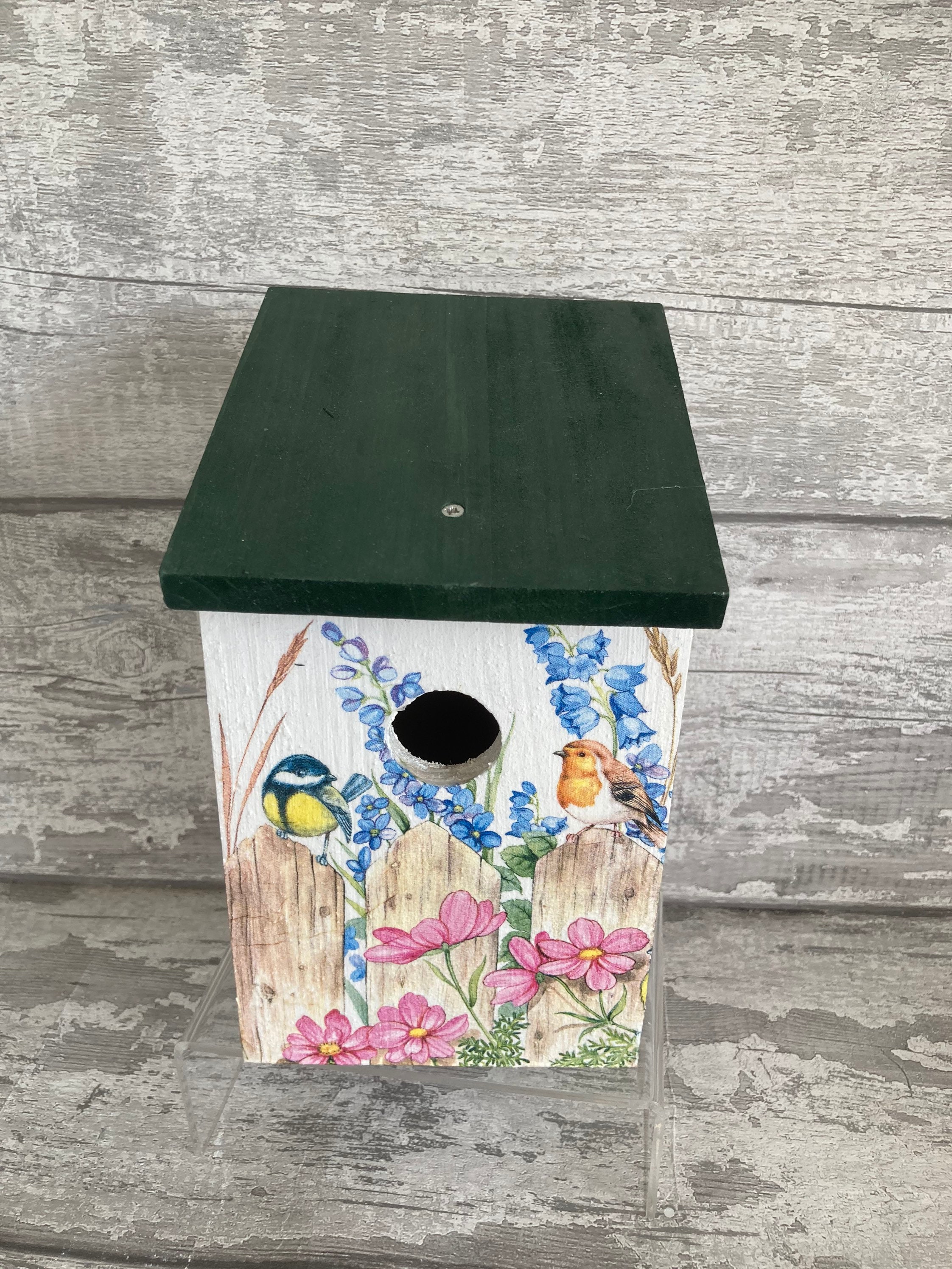 Robin bird box nesting box decoupaged garden gifts Xmas | Etsy