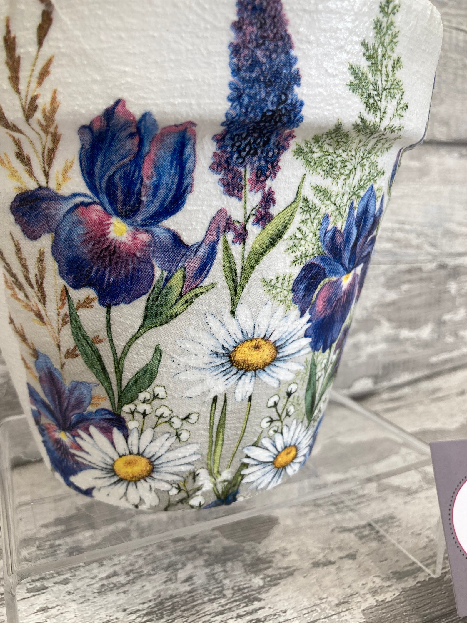 Flower, Iris Plant Pot for Inside or Out Decoupaged, Robins, Garden ...