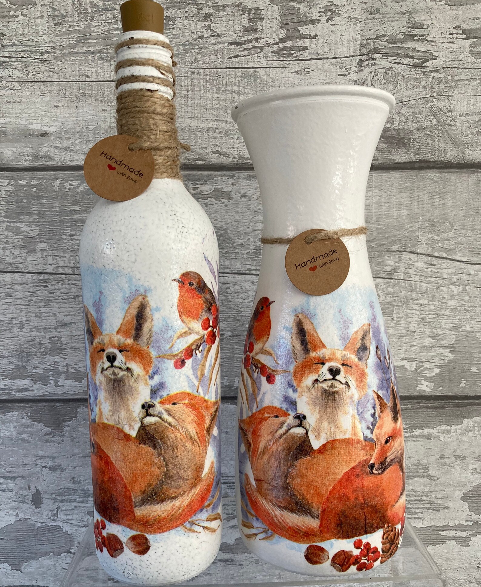 Fox vase and light up bottle set gifts fox gifts autumn | Etsy
