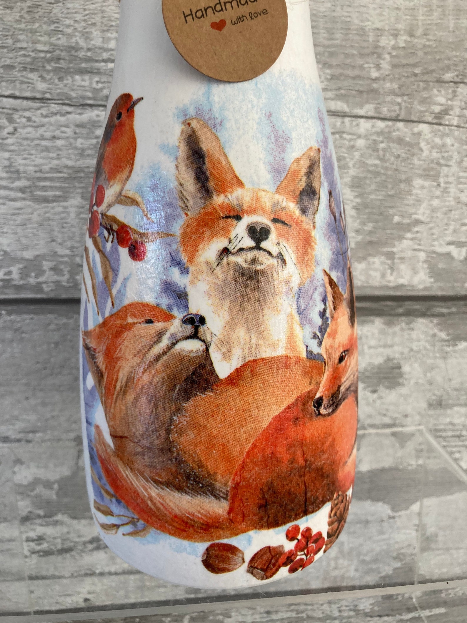 Fox vase gifts for her vases finish decoupaged Fox gifts | Etsy