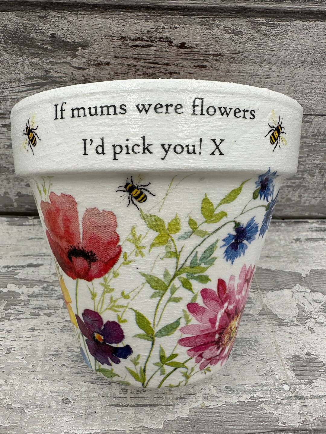 Mum Plant Pot for Inside or Out Decoupaged, Mother’s Day , Garden Gifts ...
