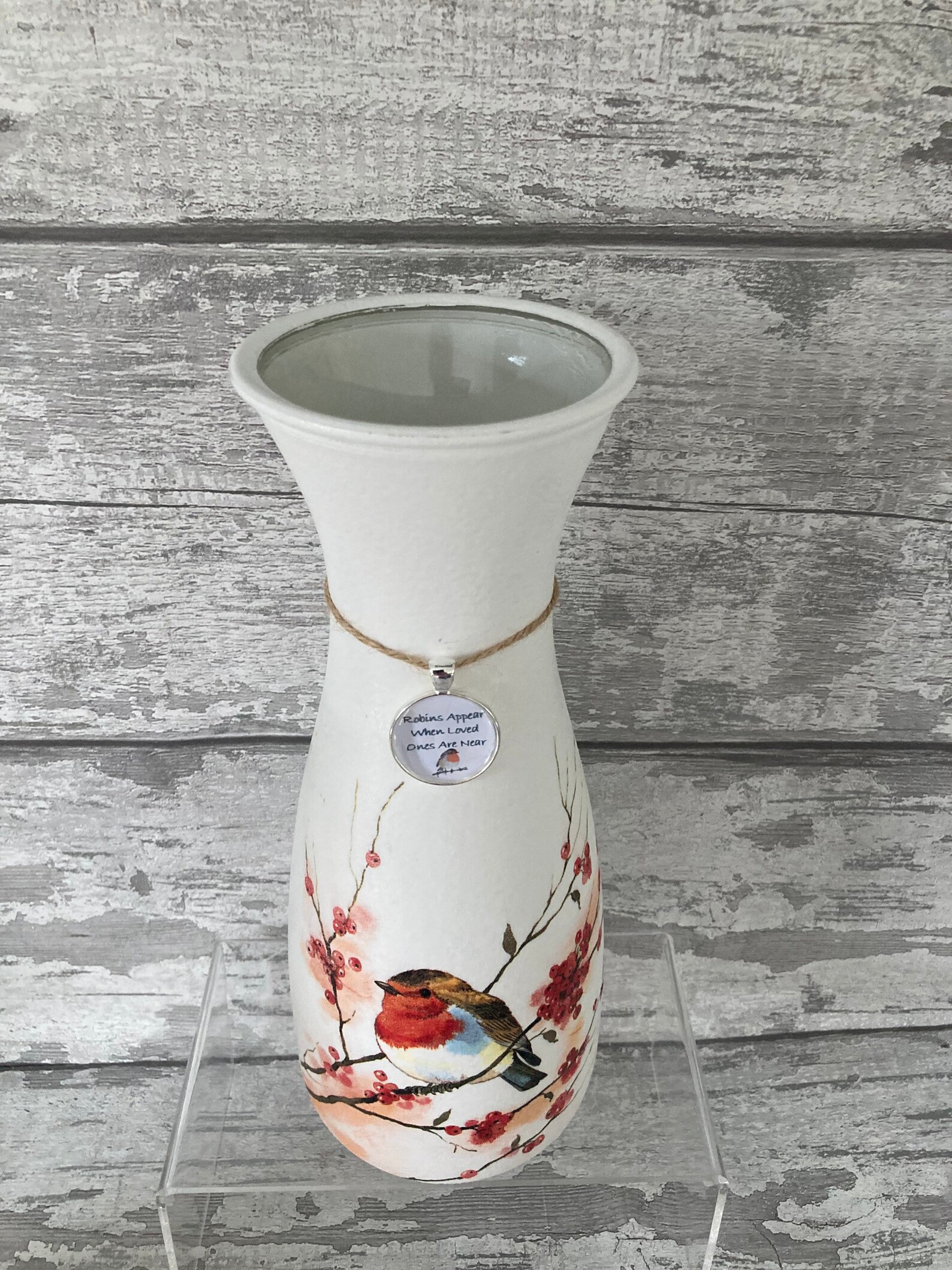 Robin Vase, With Charm - Decouoage, Vase, Gifts, Xmas Gifts, Robins ...