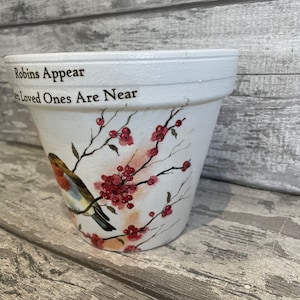 Robin Plant Pot for Inside or Out Decoupaged, Robins, Garden Gifts ...