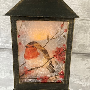 Robin Lantern LED Lantern Decoupaged Robins Xmas Gifts - Etsy