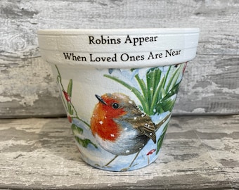 Robin Plant Pot for Inside or Out Decoupaged Robins Garden | Etsy UK