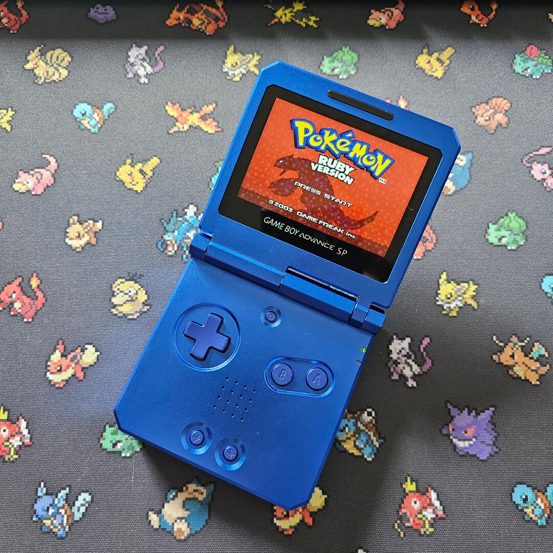 Blue on Blue Boxy Pixel Metal Gameboy Advance GBA SP (HINGED ...
