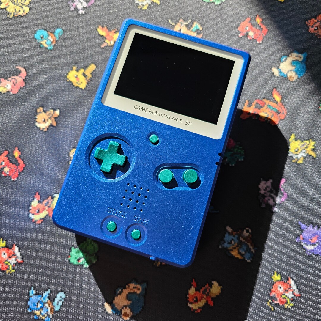 Blue on Green Boxy Pixel Metal Unhinged Gameboy Advance SP GBA ...