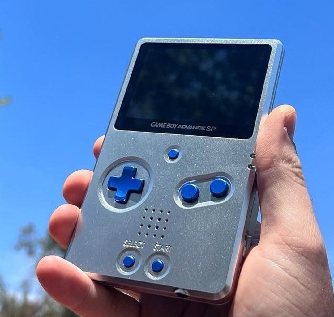 Silver on Blue Metal Boxy Pixel Nintendo Gameboy Advanced SP - Etsy