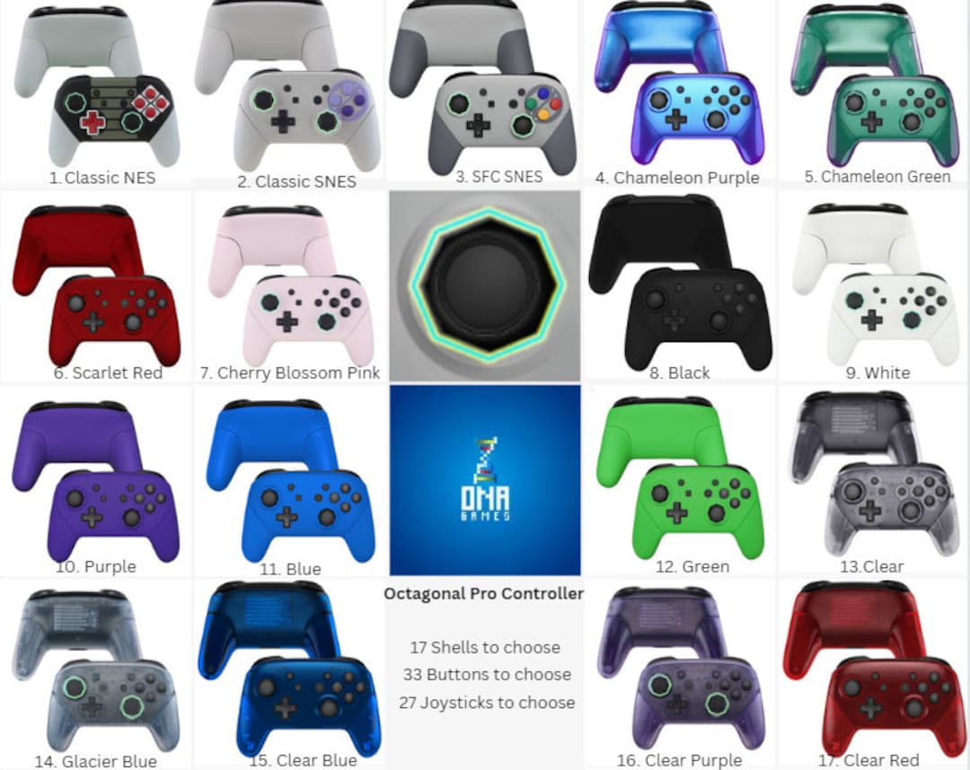Custom Nintendo Switch Pro Controller Octagonal Sticks (design Your Own ...