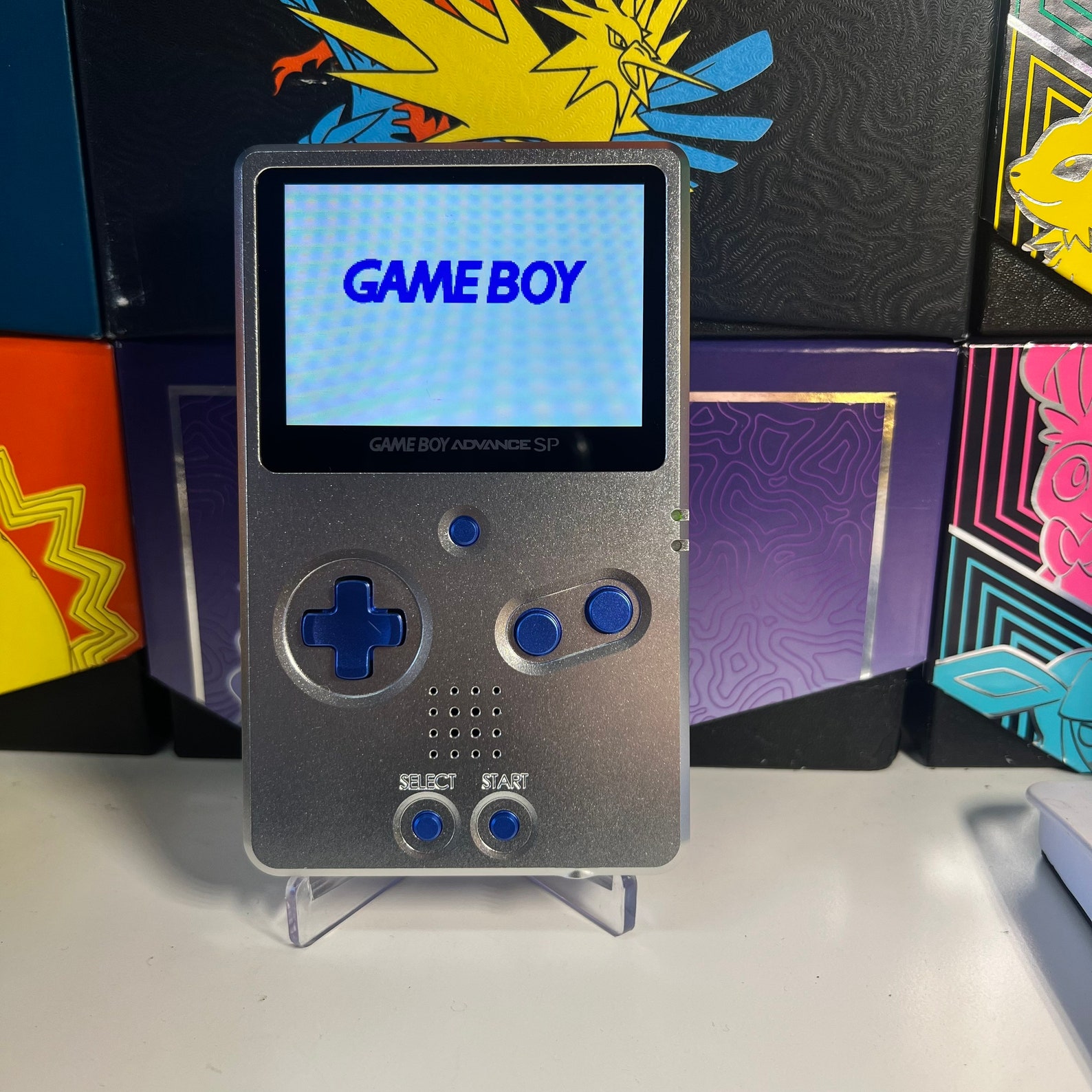 Silver on Blue Metal Boxy Pixel Nintendo Gameboy Advanced SP - Etsy