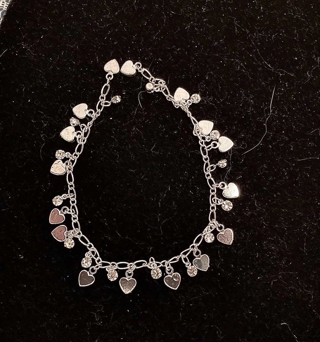 Delicate Heart Silver-plate Charm Bracelet With Sparkling Details - 8 ...
