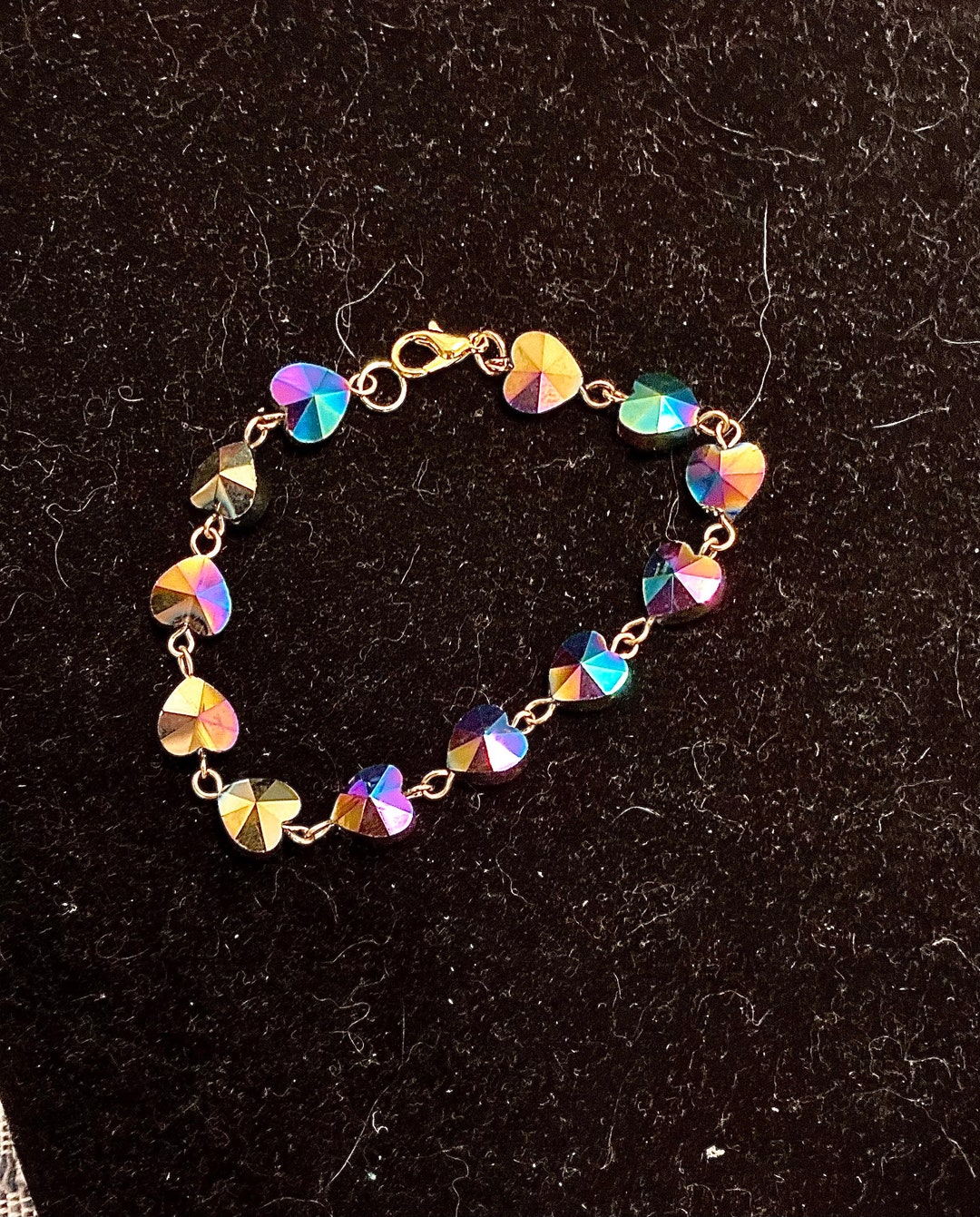 Multi-color Glass Heart Bracelet/anklet/choker ~ Delicate ~ Sparkling ...