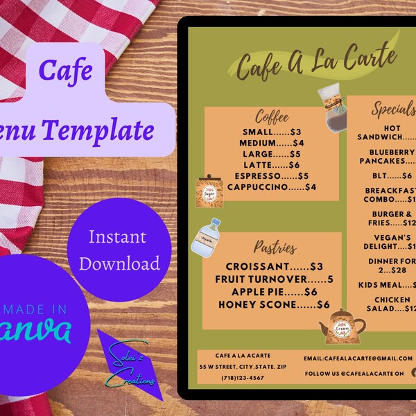 Coffee Menu - Etsy