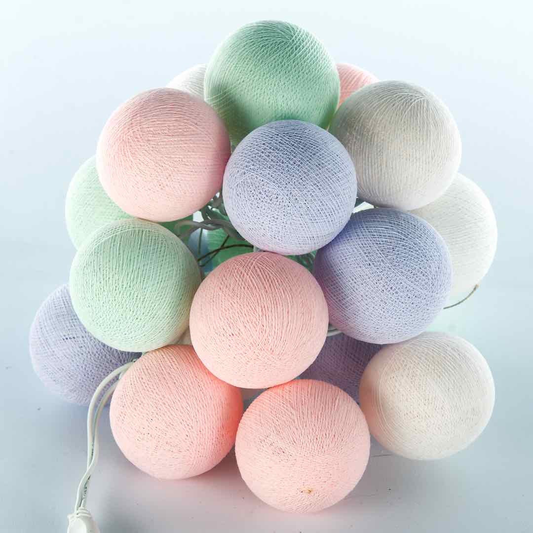 Baby Mint Fairy Lights Cotton Ball String Lights, 20 or 35 LED Cotton ...