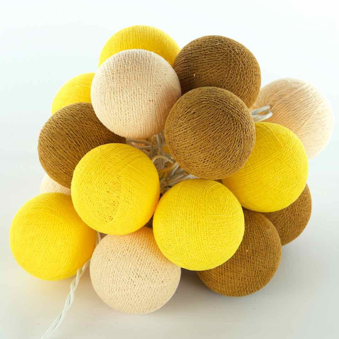 Gold Fairy Lights Cottonball Light Chain, 20 LED Cotton Ball Light ...