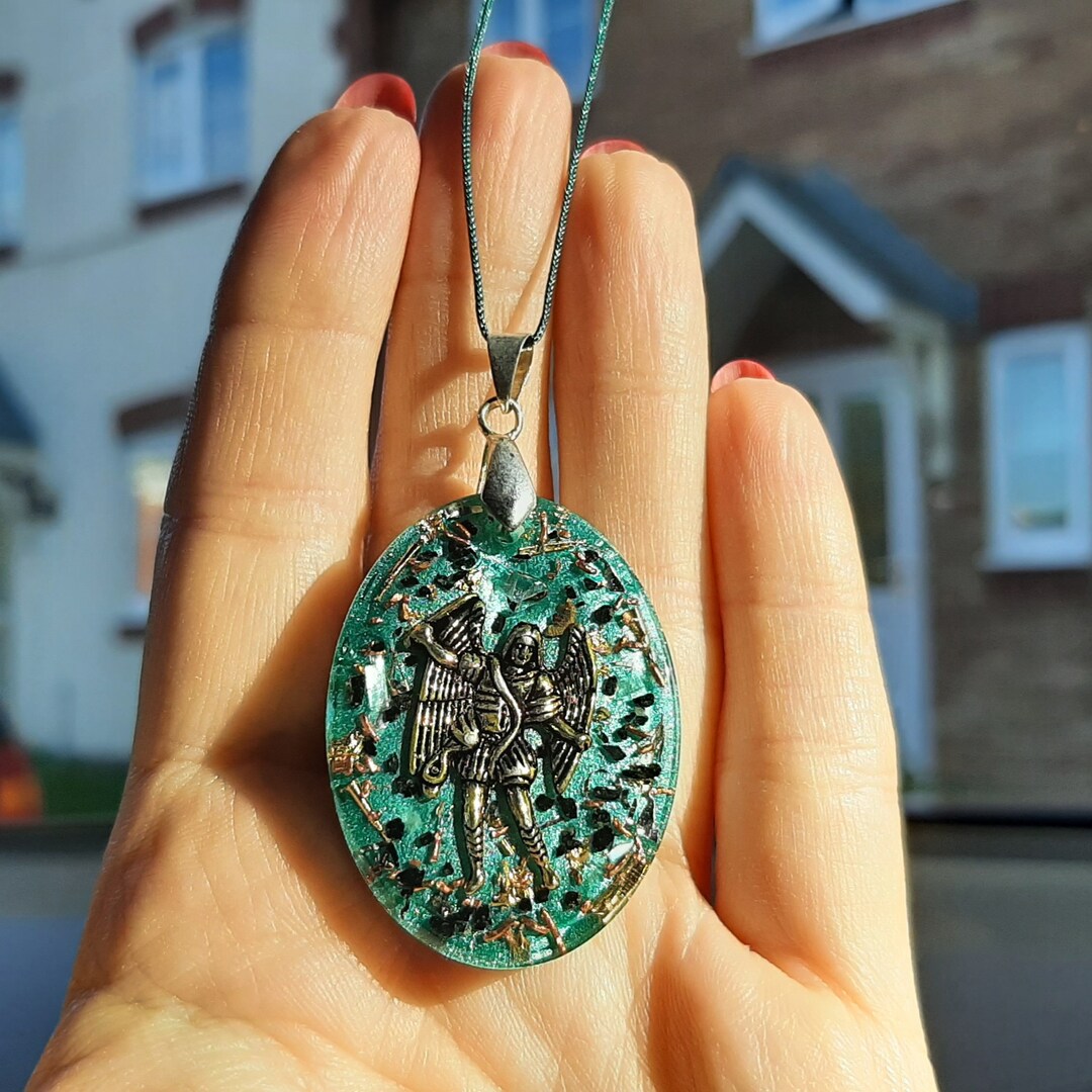Spiritual Birthday Gift Orgonite Pendant Archangel Michael Miguel. Orgone Emf Protection 5G ...