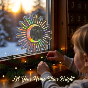 Sunburst Crescent Moon Suncatcher Sticker Butterfly Phase Lunar ...