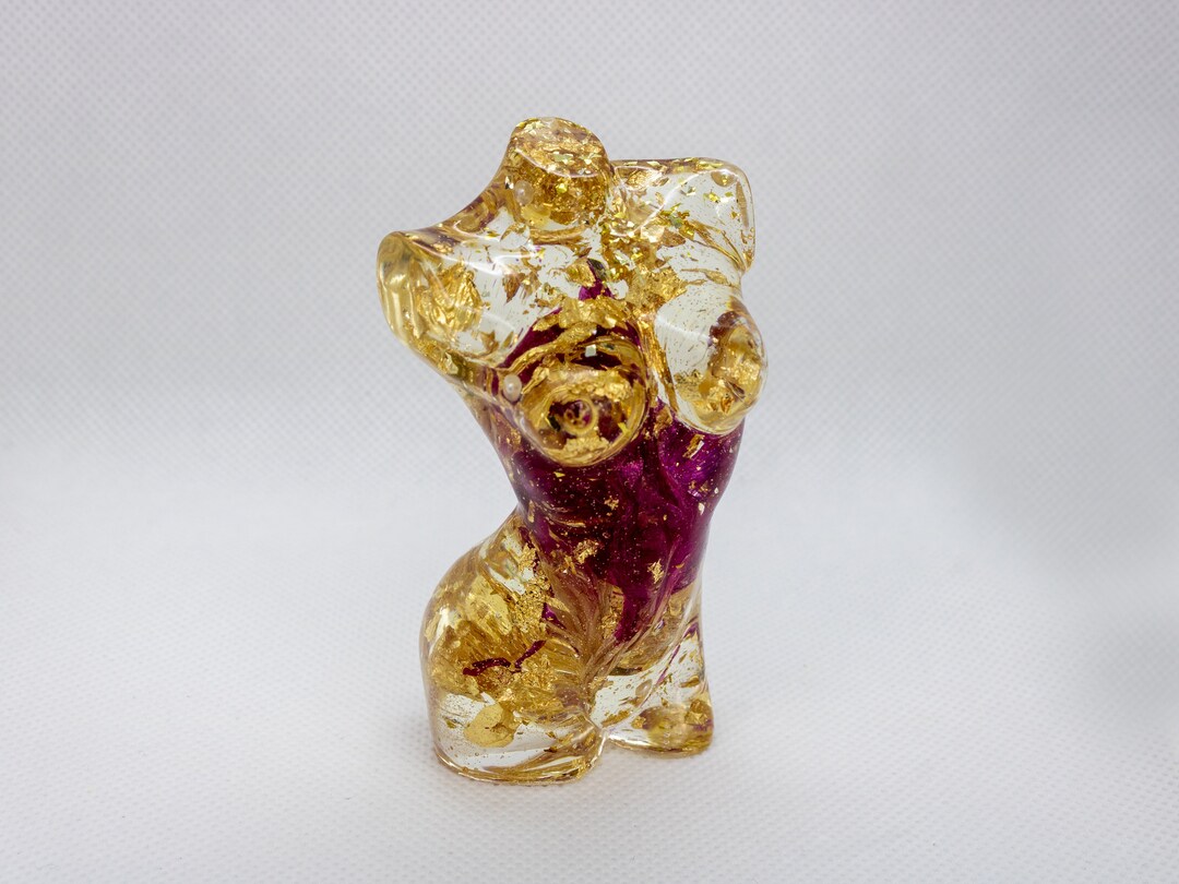 Resin Goddess Resin Female Body Figure With Real Fuchsia Cactus Flower ...