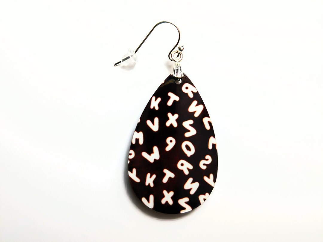 Alphabet Letters Teardrop Danglers Earrings Initials Dangler Wooden ...