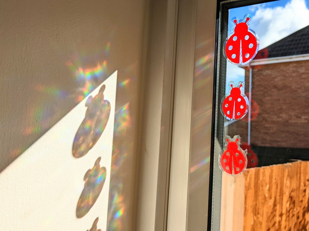 Ladybug Rainbow Suncatcher Stickers Window Film Cling Set 3 Ladybird ...
