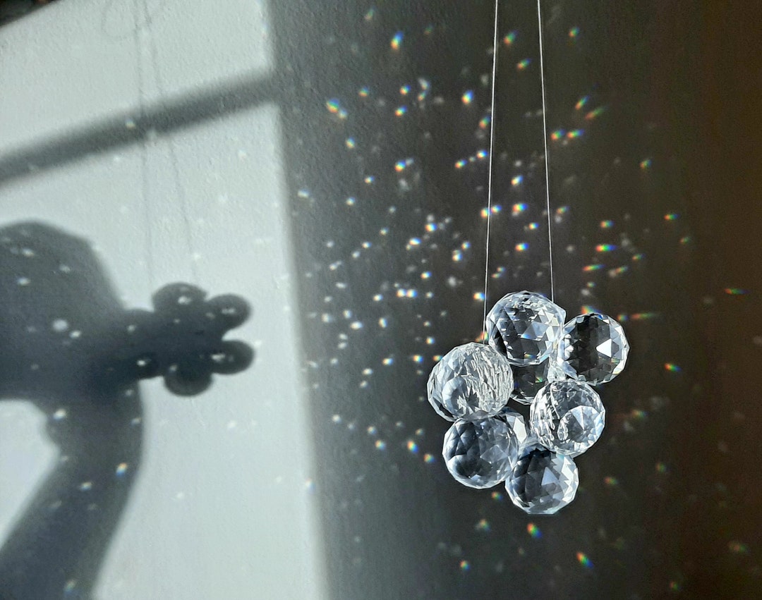 Rainbow Crystal Suncatcher K9 Prism Ball Glass Faced Pendants Maker Sun ...