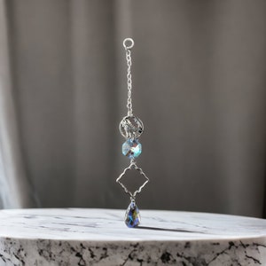 Moon Howling Wolf Rainbow Suncatcher Crystal Glass Tear AB Hexagon Romb ...