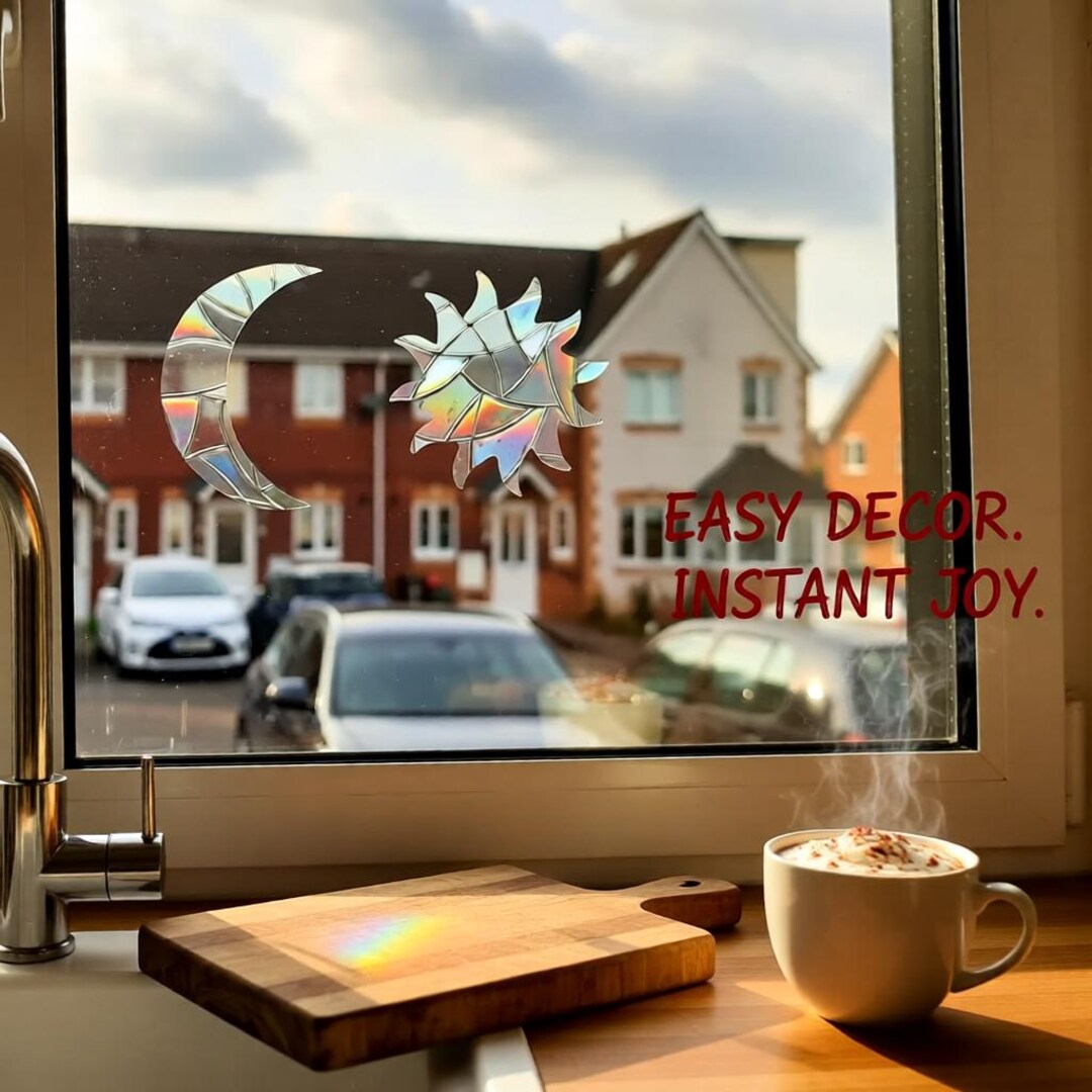 Sun & Moon Rainbow Suncatcher – Prism Window Cling Decal - Etsy
