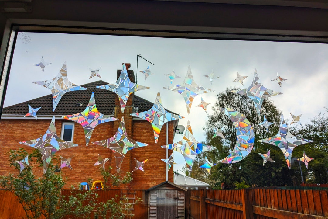 Four Pointed Stars Window Film Static Cling Sun Catchers Stickers ...
