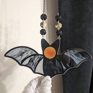 Black Bat &moon Suncatcher Window Stained Acrylic Sun Catcher Crystal ...