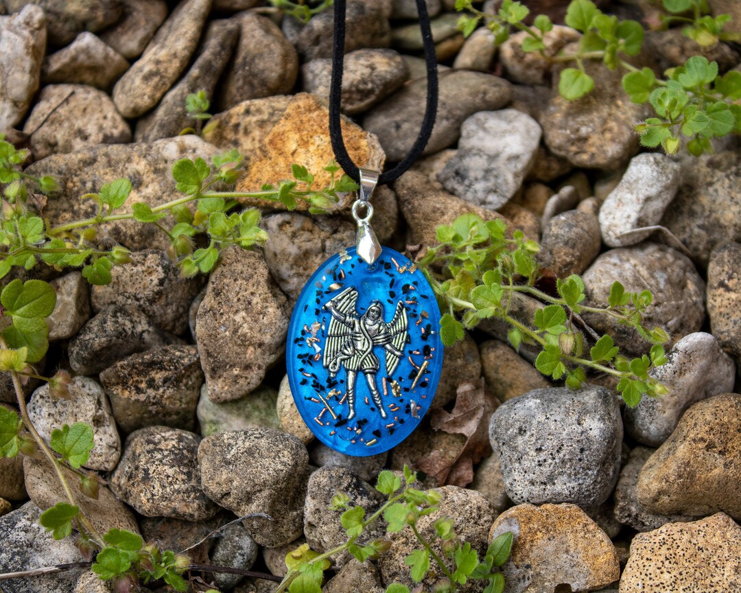 Healing Spiritual Energy Orgonite Pendant Archangel Michael Miguel. Free Gift Box. Orgone Emf ...