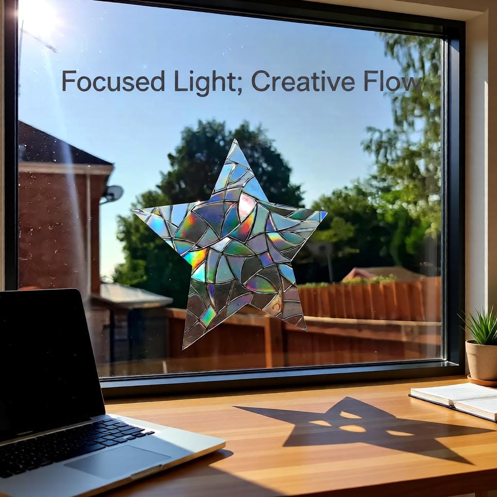 Twinkle Stars Suncatcher Sticker 3x4" Rainbow Window Film Cling Prism ...