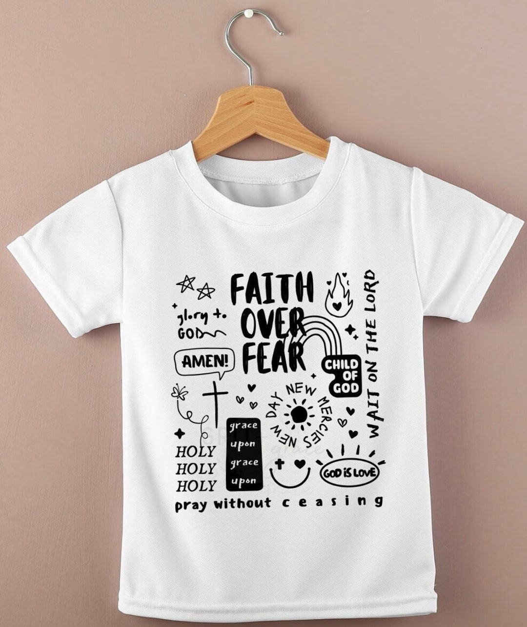 Faith Over Fear Kids Graphic Shirt, Kids Christian Clothing, Grace ...