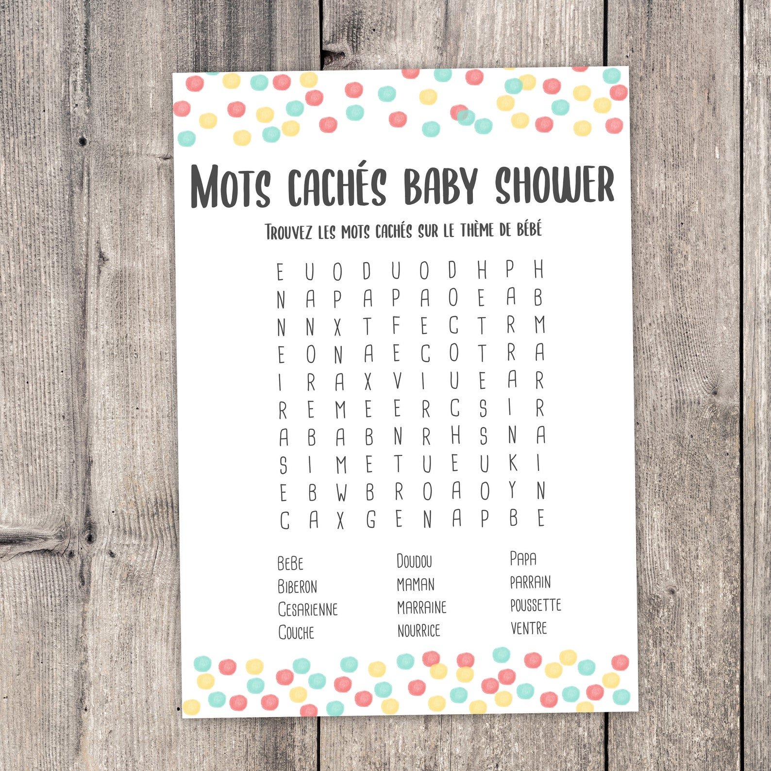 Mots cachés baby shower jeu pour baby shower collection - Etsy France