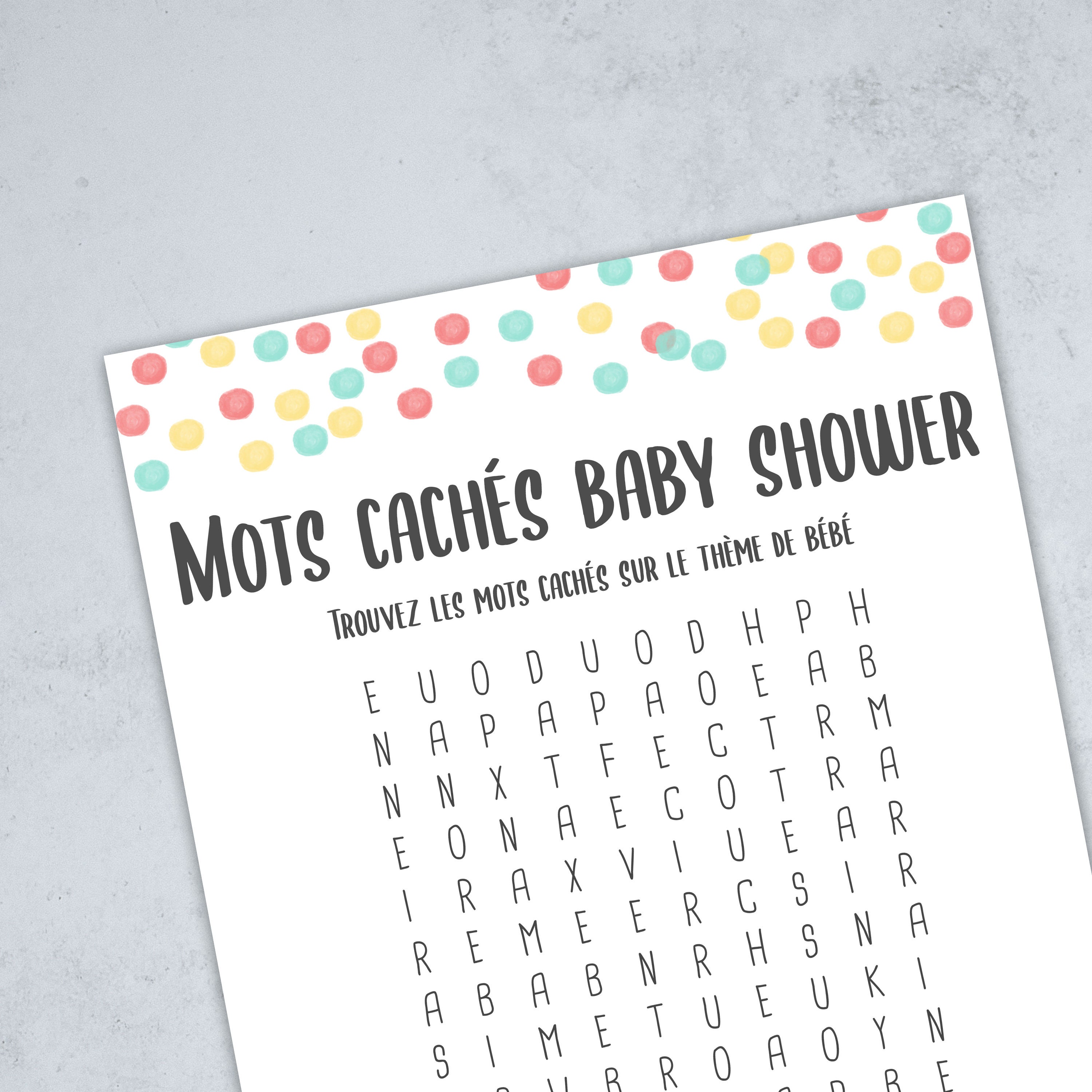 Mots cachés baby shower jeu pour baby shower collection - Etsy France