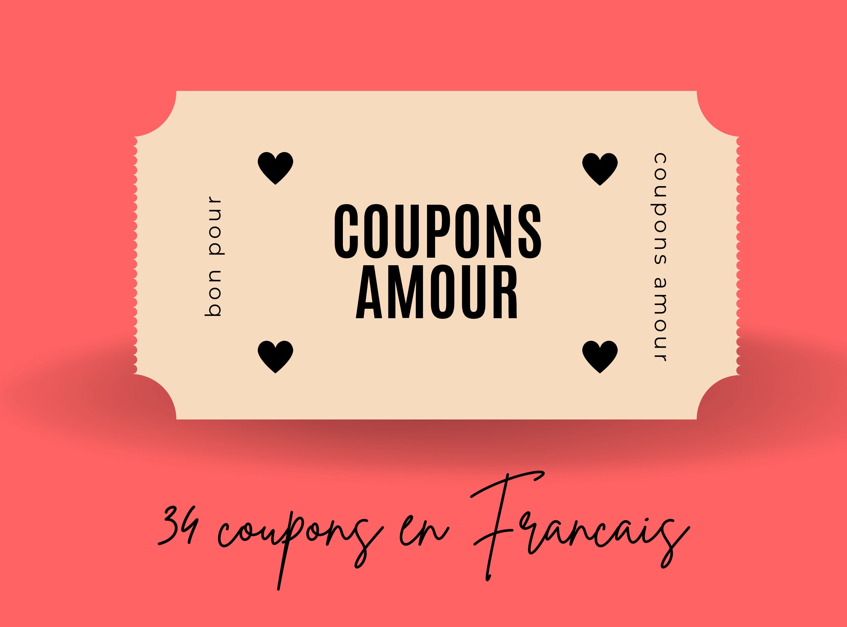 Love Coupons in French for Romantic Couples - Instant Download - Etsy