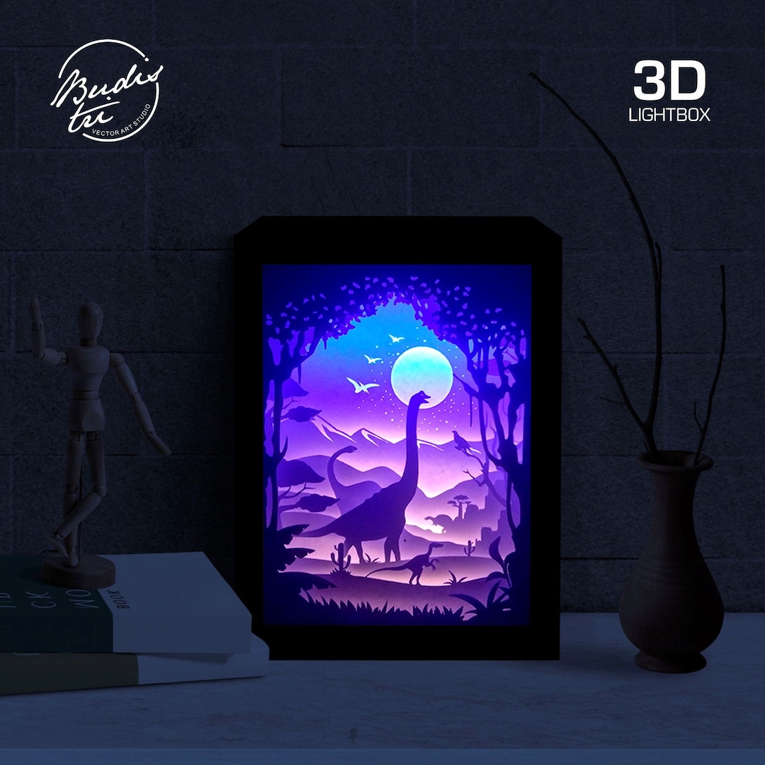 Brontosaurus Lightbox Template, Paper Cutting Template, Lightbox SVG ...