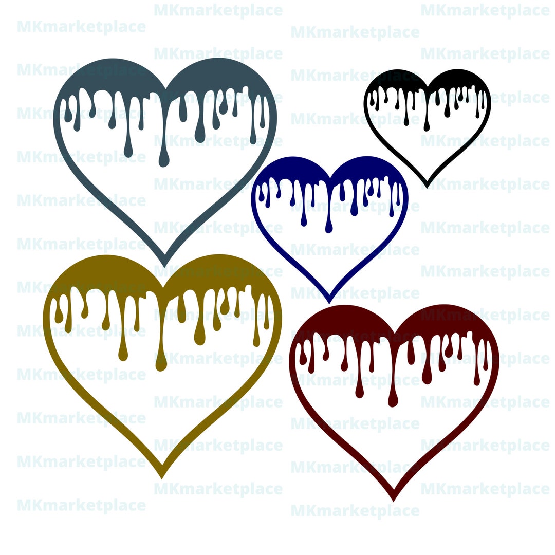 SVG File Digital Download Heart Drops Dripping Heart Melting Heart ...