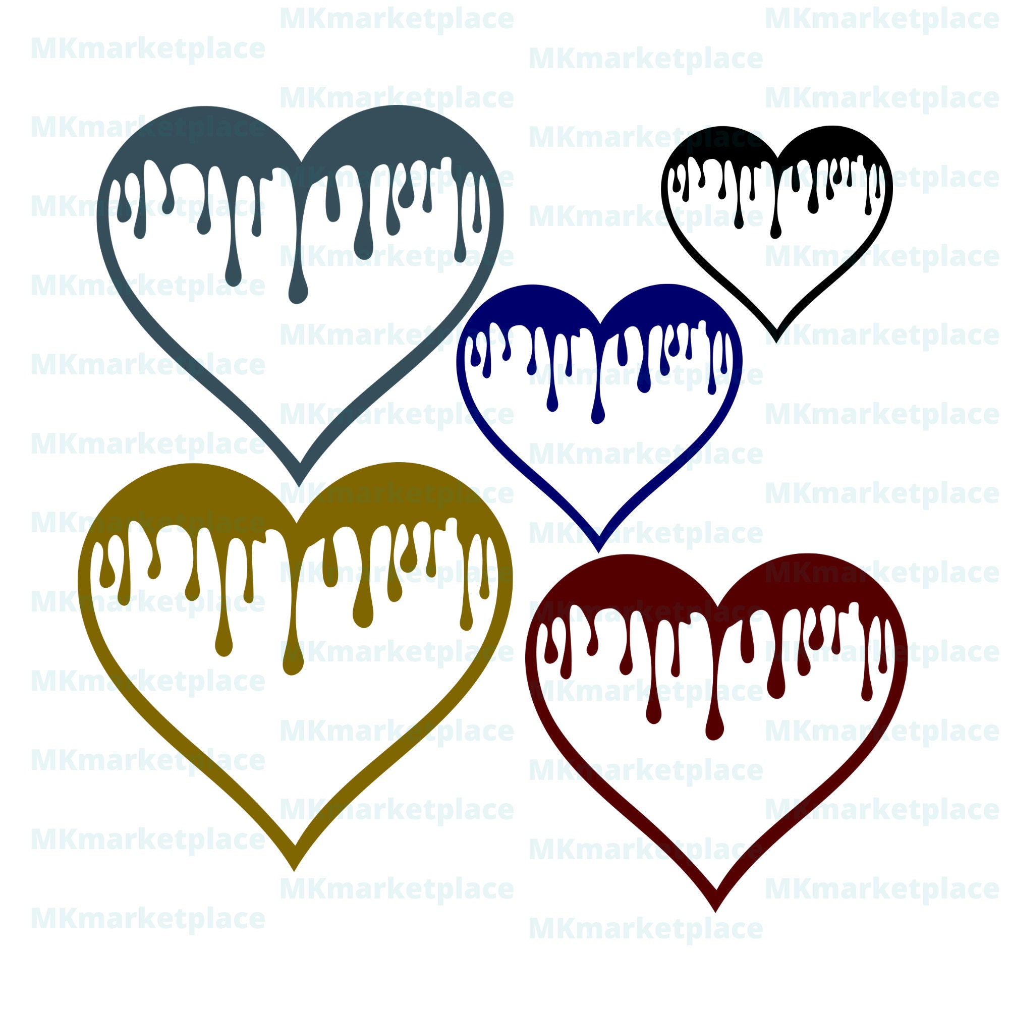 SVG File Digital Download Heart Drops Dripping Heart Melting Heart ...