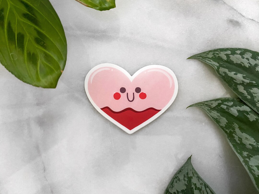 Heart Waterproof Sticker Kawaii Heart Vinyl Sticker - Etsy